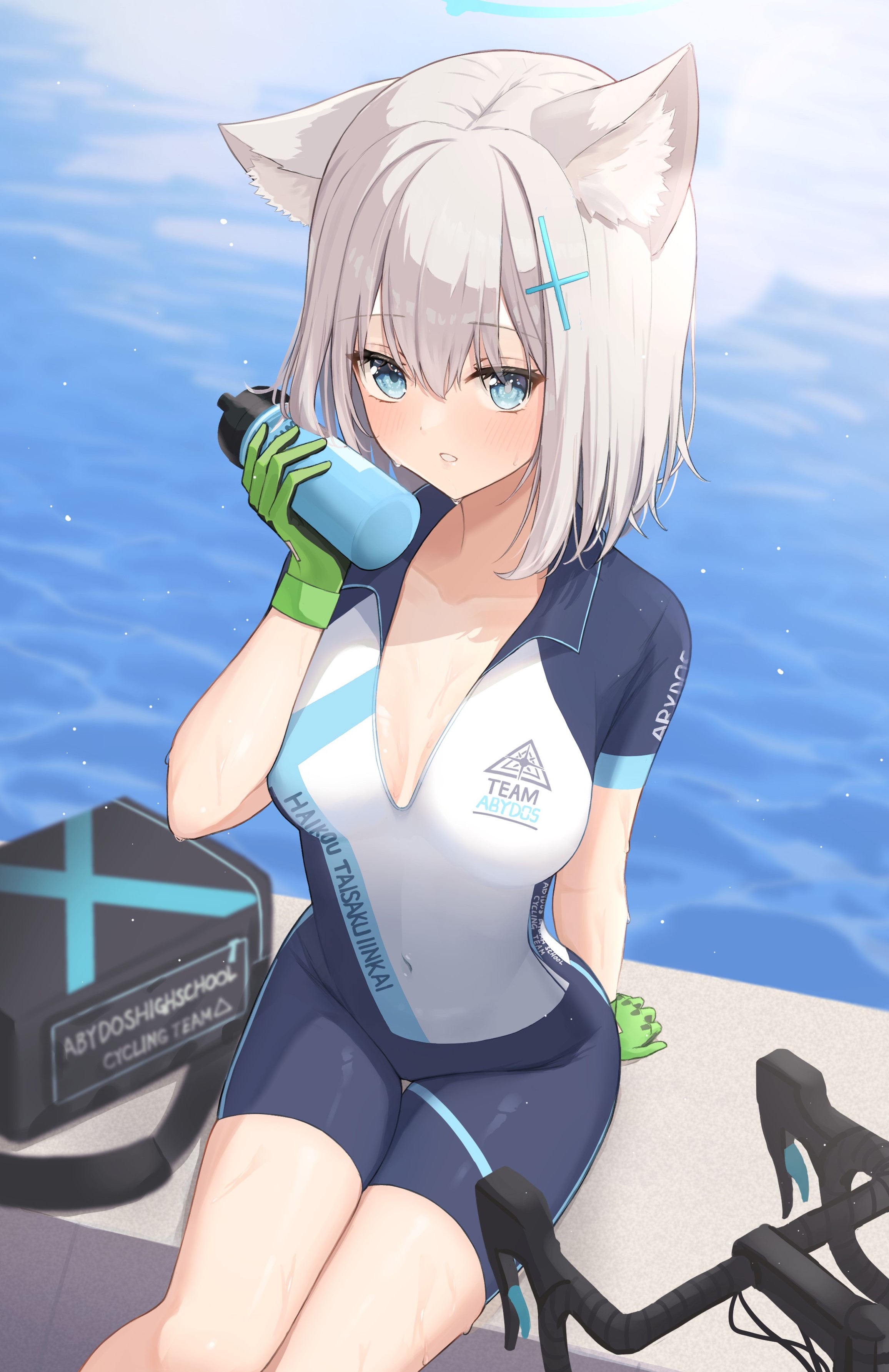 honome sui blue archive sunaookami shiroko angel animal ears bike shorts cleavage nekomimi no ...